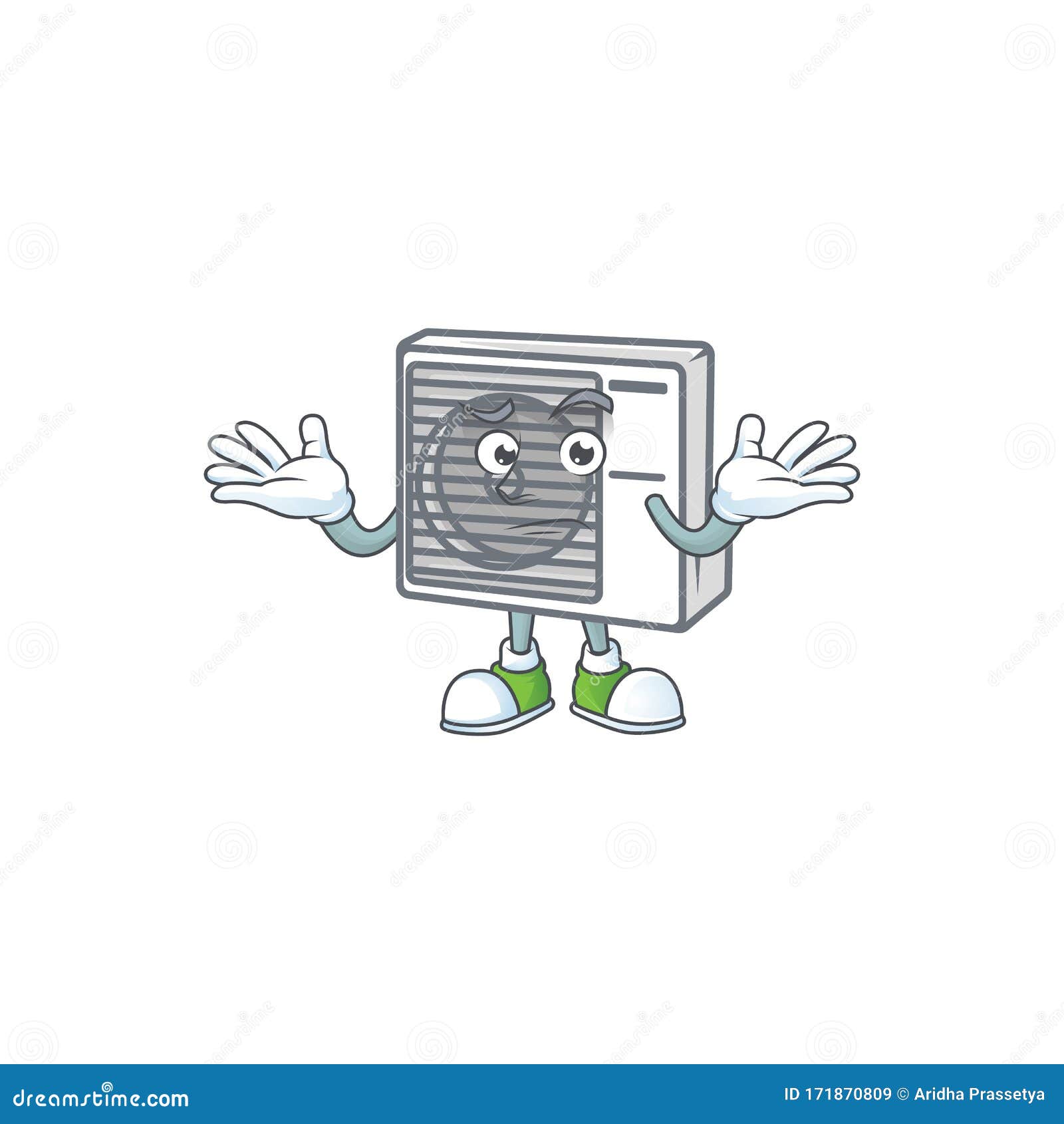 A Comical Grinning Split Air Conditioner Cartoon Design Style Stock ...