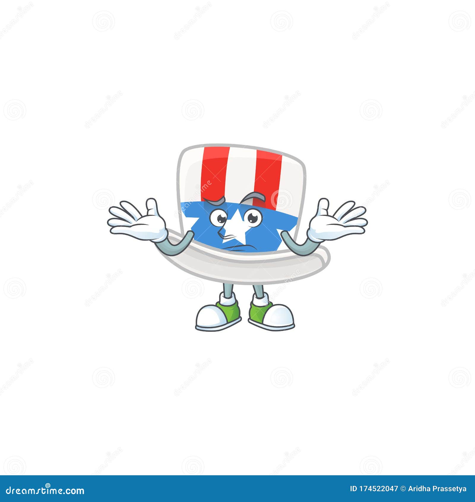 A Comical Grinning Uncle Sam Hat Cartoon Design Style Stock Vector ...