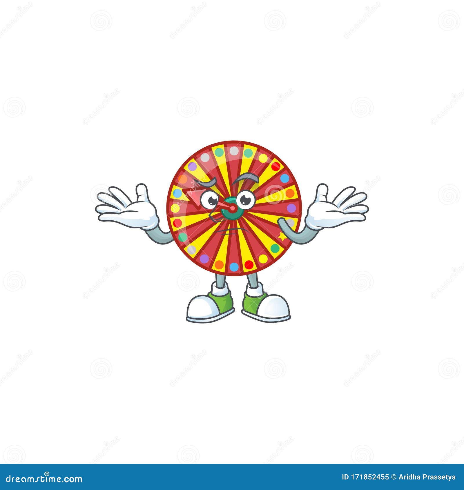 A Comical Grinning Wheel Fortune Cartoon Design Style Stock Vector ...