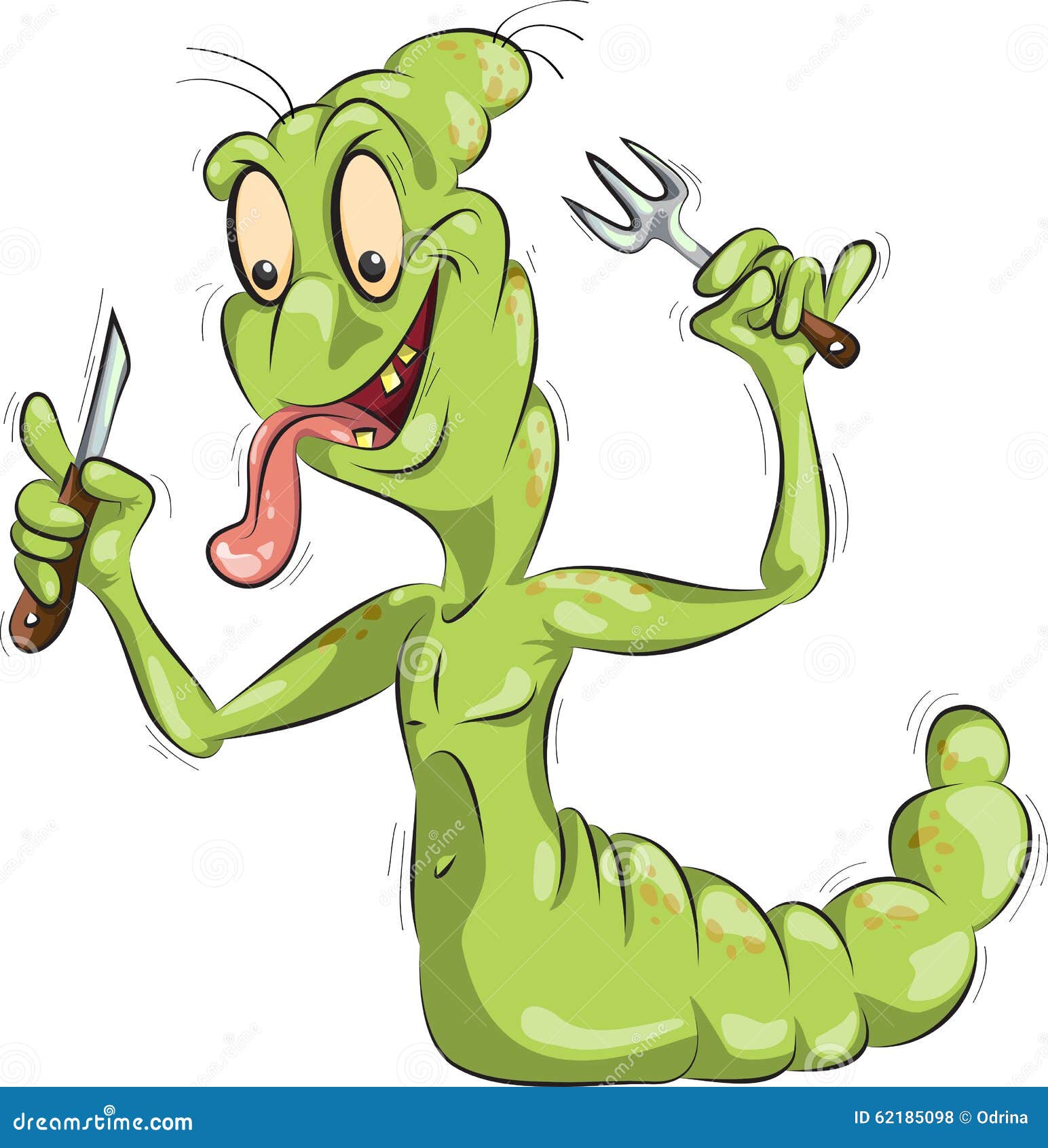 Comical hungry worm stock vector. Illustration of graphic - 62185098