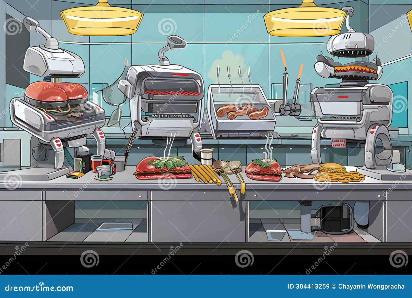 Animated Robotic Arms With Personalities Engaged In A Synchronized Dance. AI Generated Royalty ...