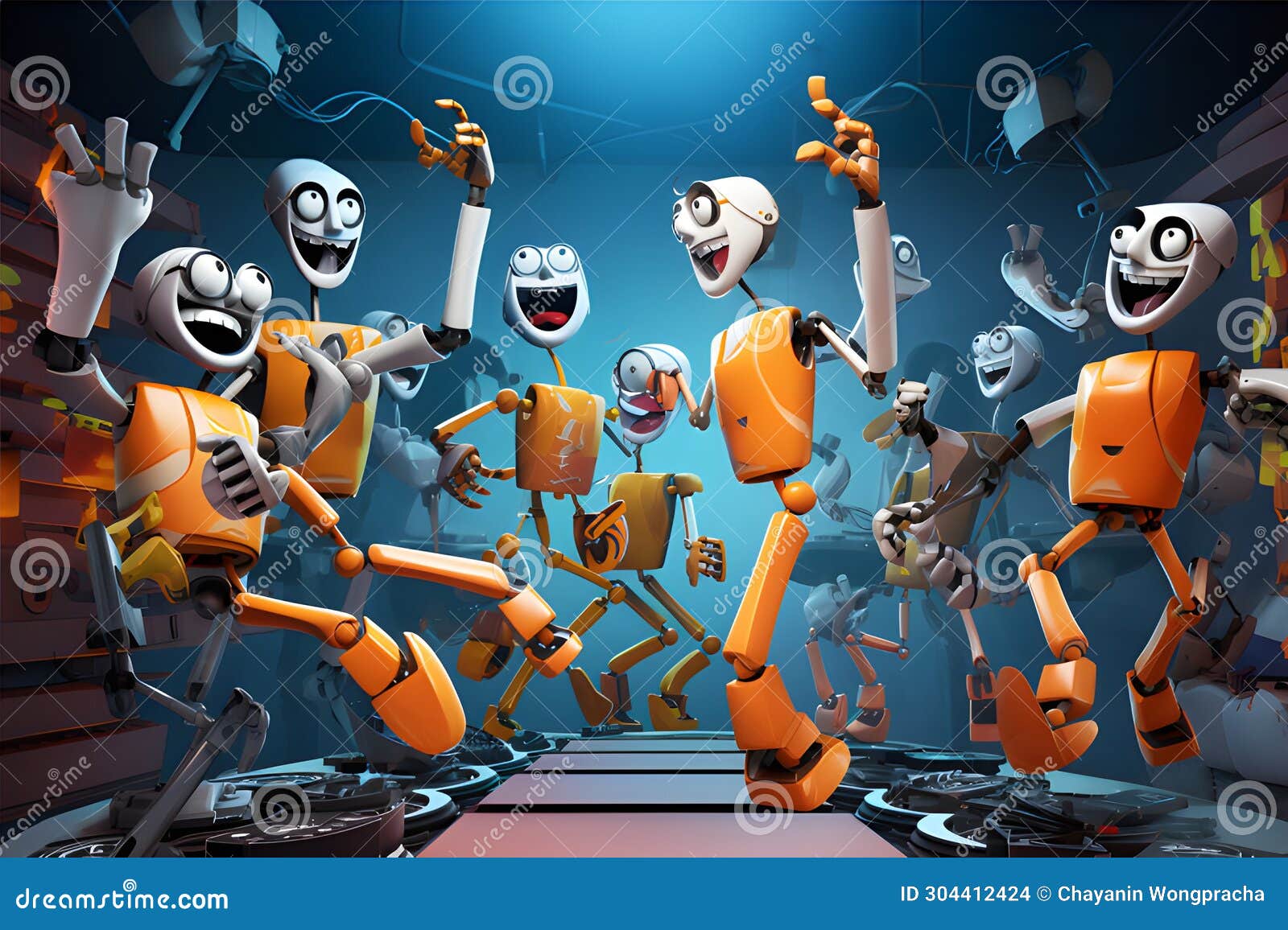Animated Robotic Arms With Personalities Engaged In A Synchronized ...