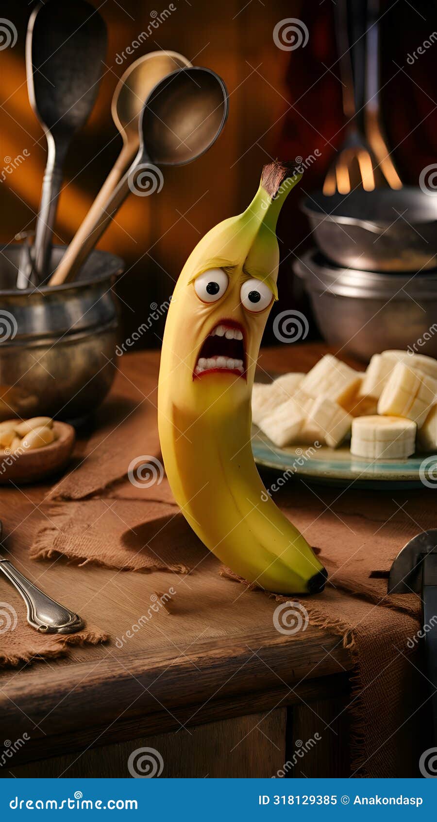 Comical and Surreal Image of Banana , Looking with Expression of Horror ...