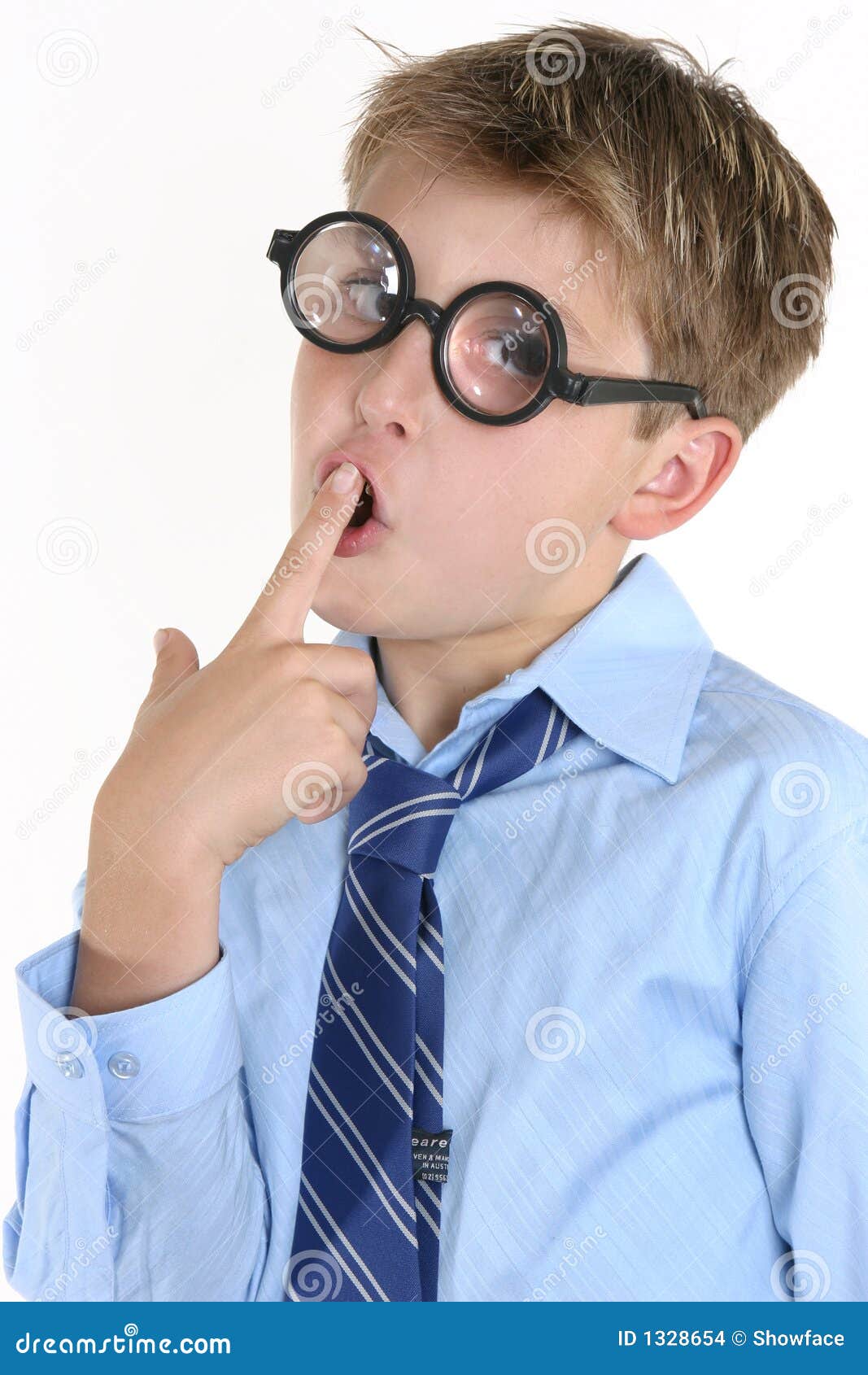 Comical Thinking Boy stock photo. Image of geek, expressive - 1328654