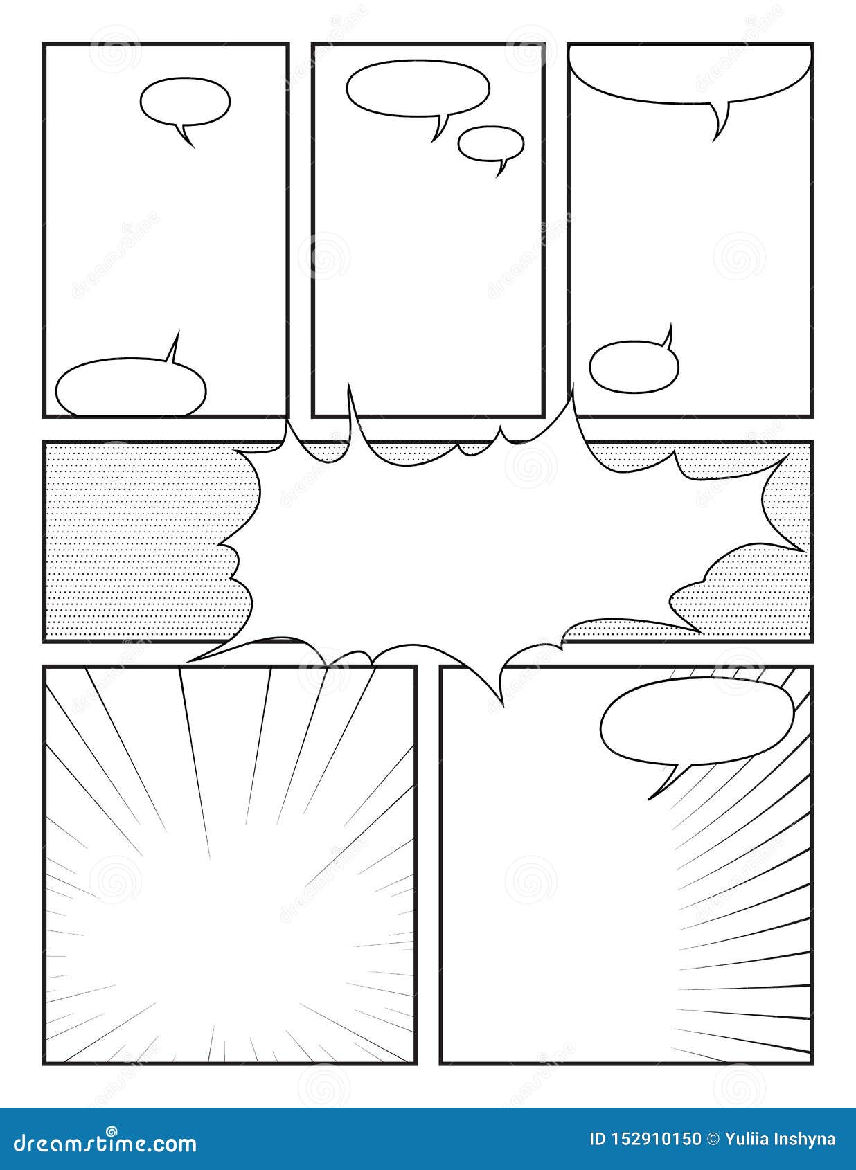 Comics Blank Layout Template Background Stock Vector - Illustration of ...