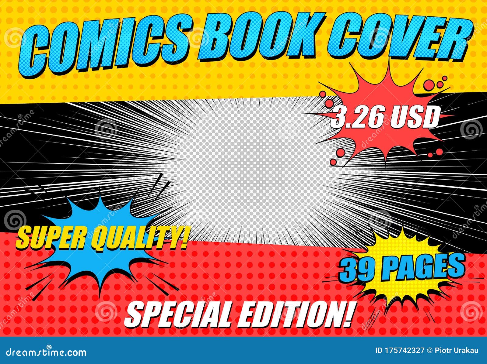 Horizontal Comics Backdrop. Bright Template With Cells, Halftone ...