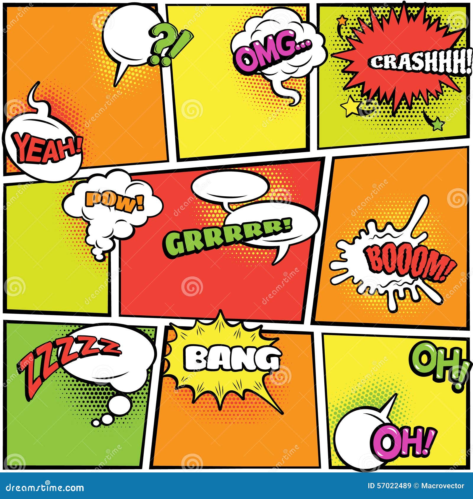 Comics Bubbles Bright Colors Collection Stock Vector - Illustration of ...