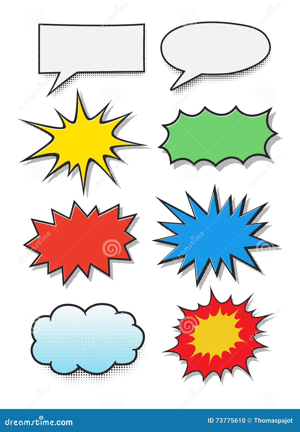 Big Set Of Comics Bubbles In Pop Art Style Vector Illustration ...