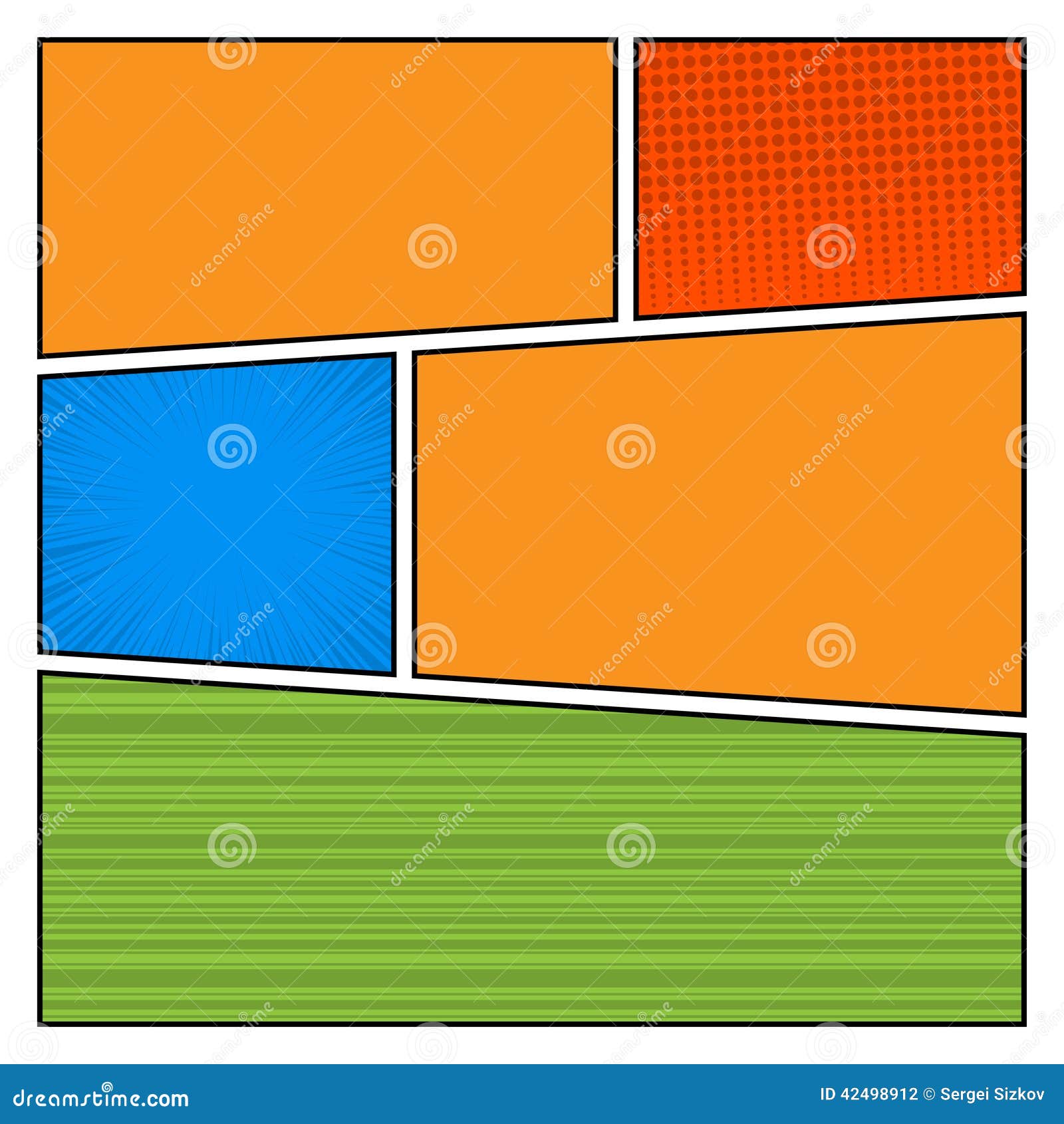 Comics Color Pop Art Style Blank Layout Template Vector Illustration ...