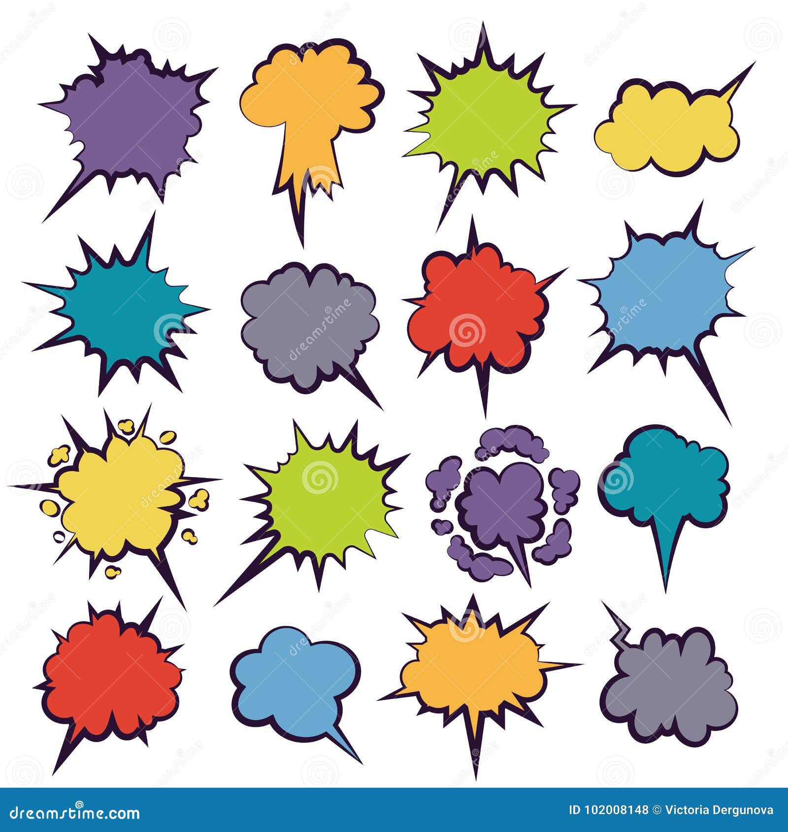Comics Dialog Empty Cloud, Bubble Set Stock Vector - Illustration of ...