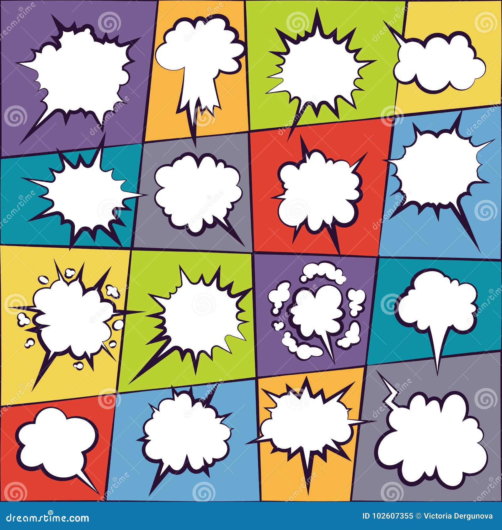 Comics Dialog Empty Cloud, Bubble Set Stock Vector - Illustration of ...
