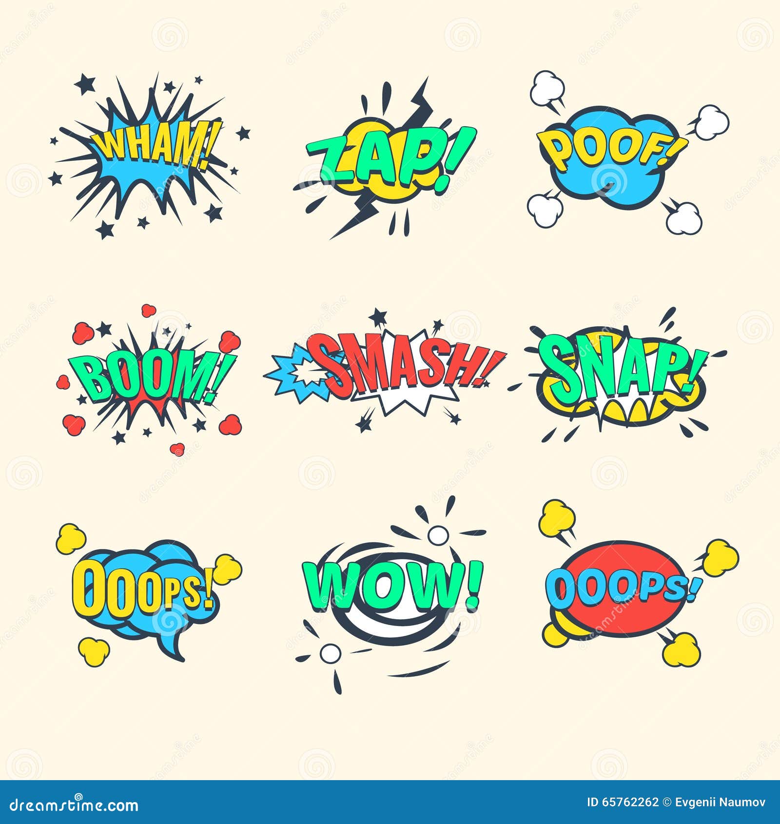 Comics Exclamations, Speech Bubble Vector Illustration Set Stock Vector ...