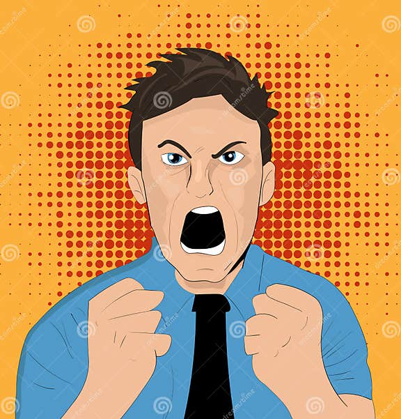 Comics face angry man stock illustration. Illustration of boss - 81402336