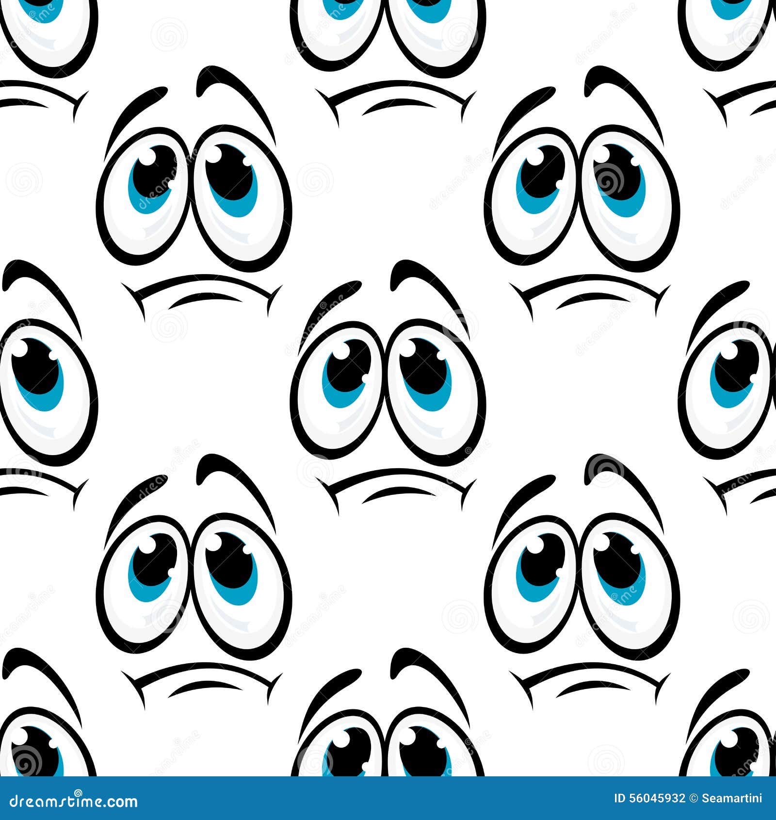 Comics Faces With Sad Eyes Seamless Pattern Stock Vector - Image: 56045932