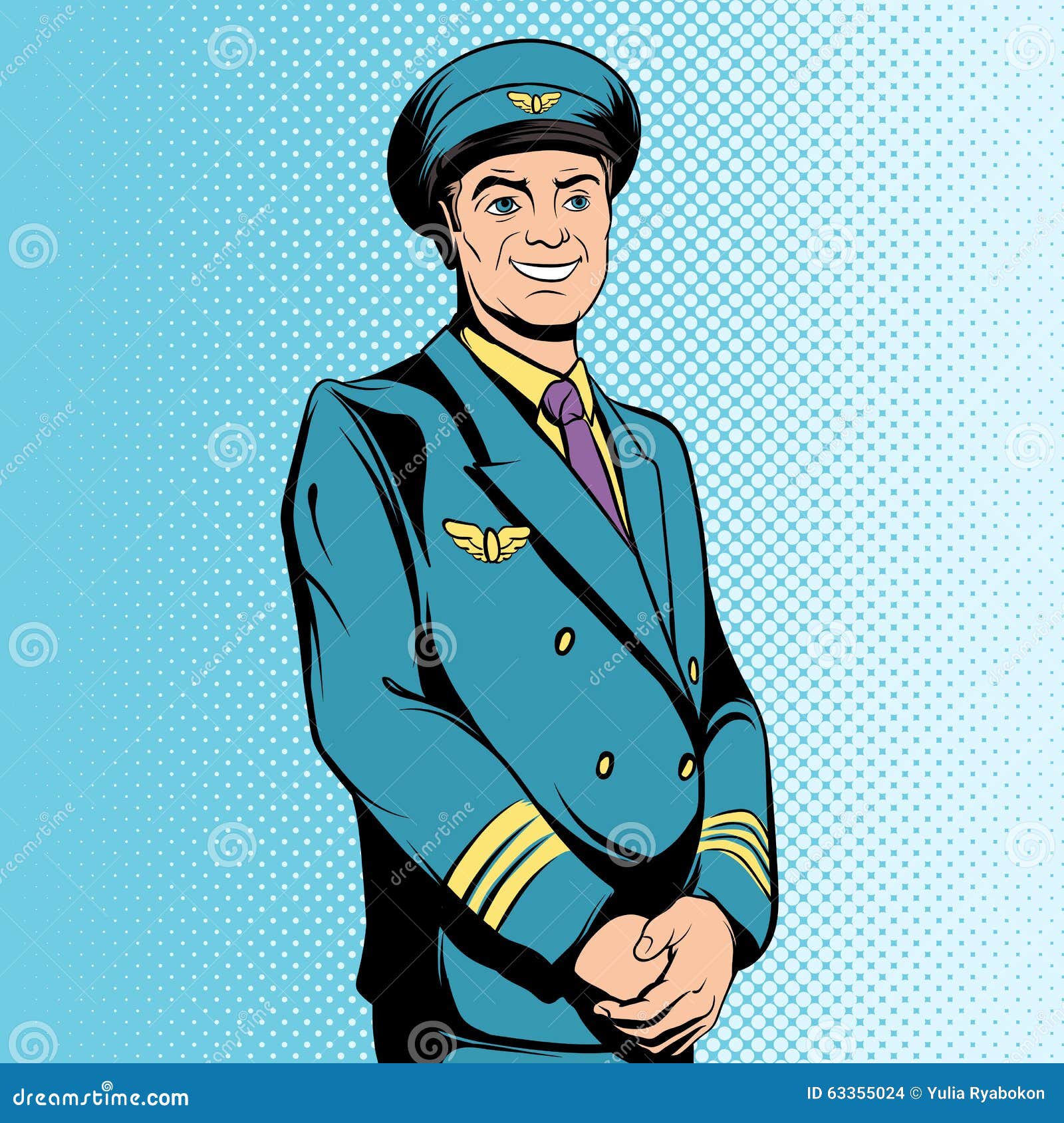 Comics flight captain stock vector. Illustration of aircraft - 63355024