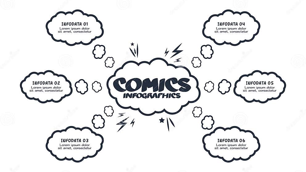 Comics Infographic with 6 Steps, Options, Parts or Processes. Business ...