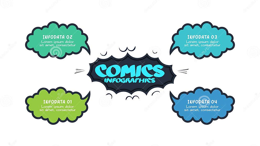 Comics Infographic with 4 Steps, Options, Parts or Processes. Business ...