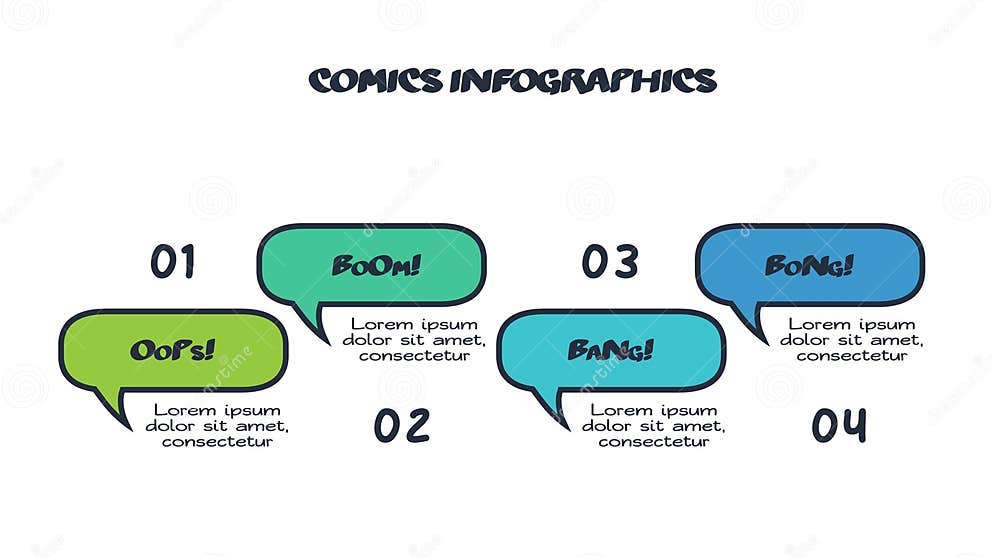 Comics Infographic with 4 Steps, Options, Parts or Processes. Business ...