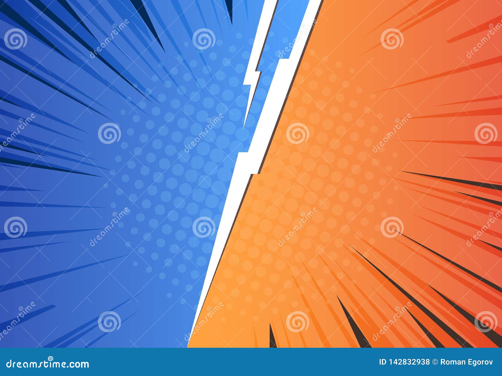 Comics Lightning Background. Pop Art Versus Arrow, Hero Battle ...