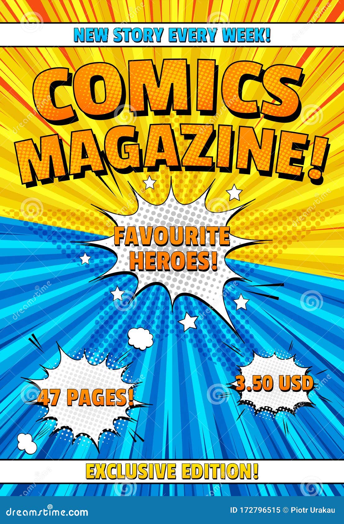 Comics Magazine Cover Template Stock Vector - Illustration of cover ...