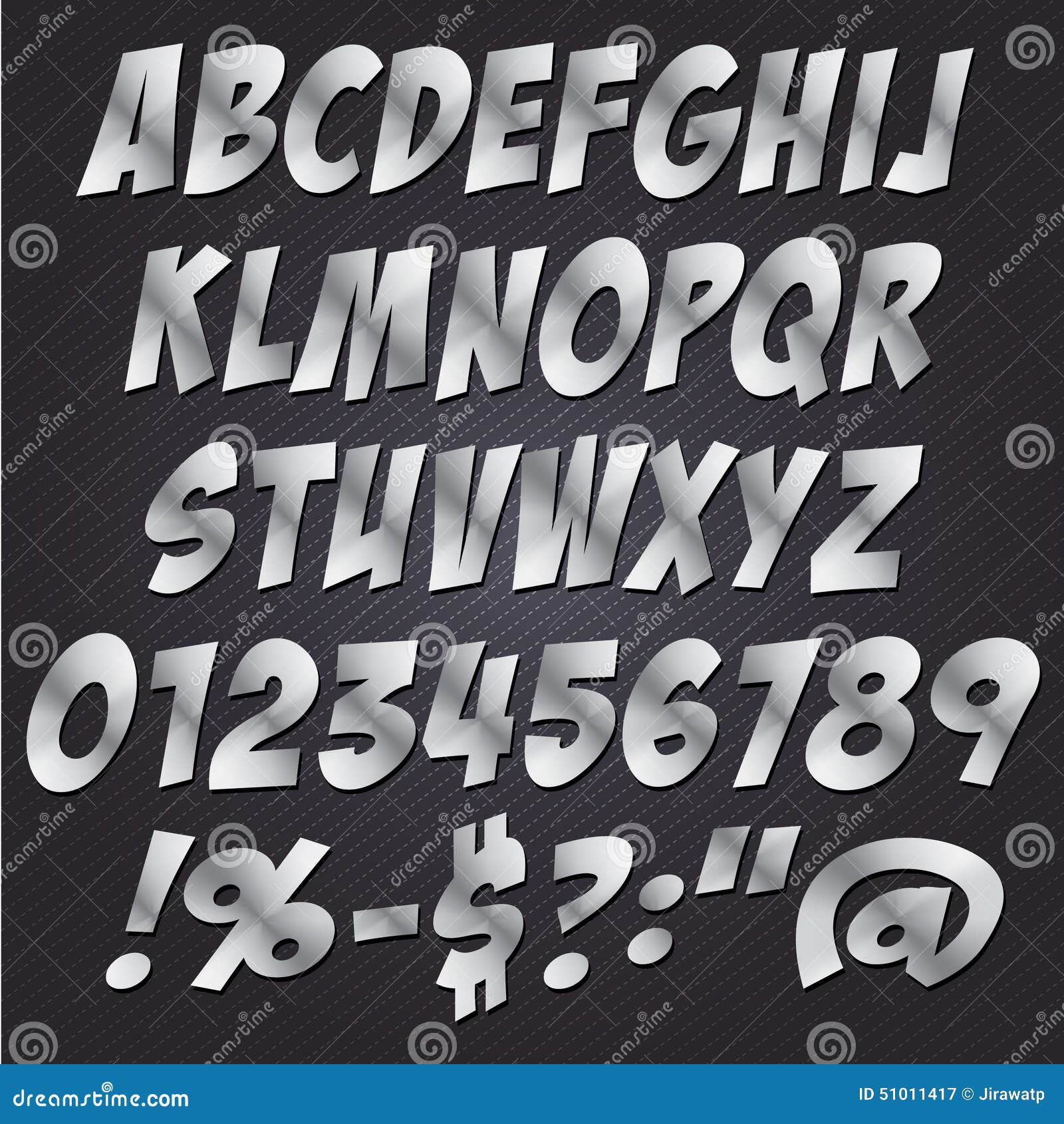 Comics Metal Letters Style Alphabet Collection Set. Stock Vector ...