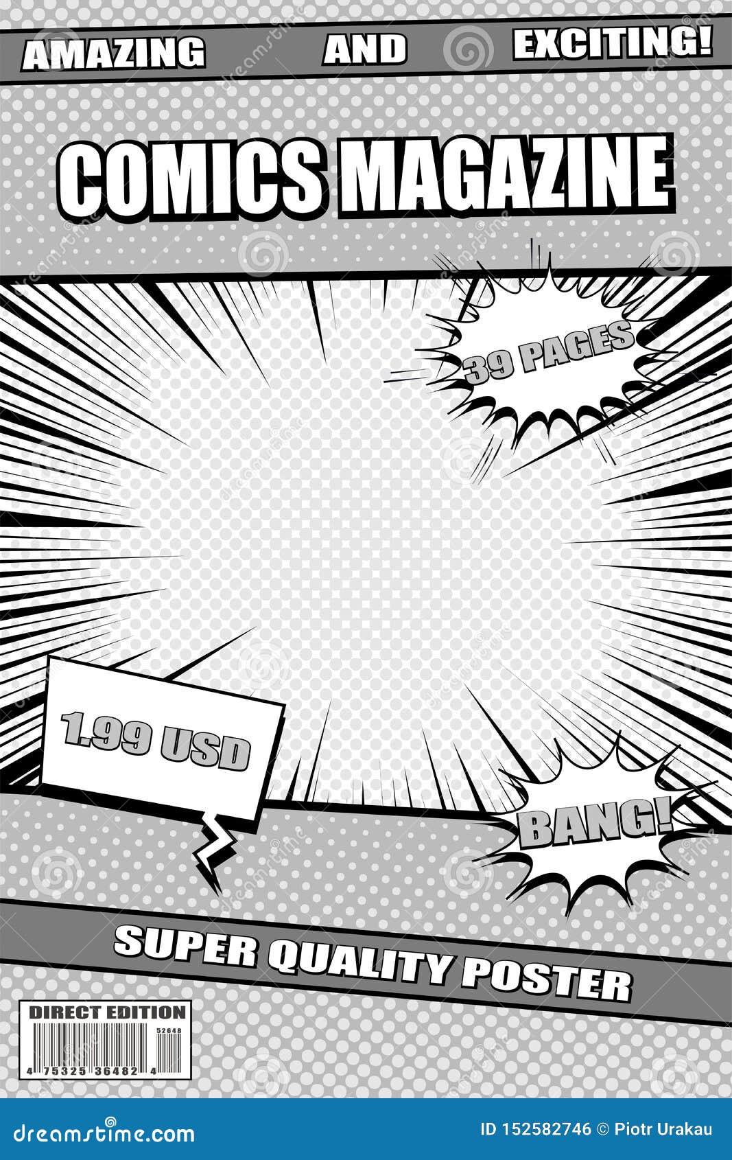 Comics Monochrome Style Poster Template Stock Vector - Illustration of ...