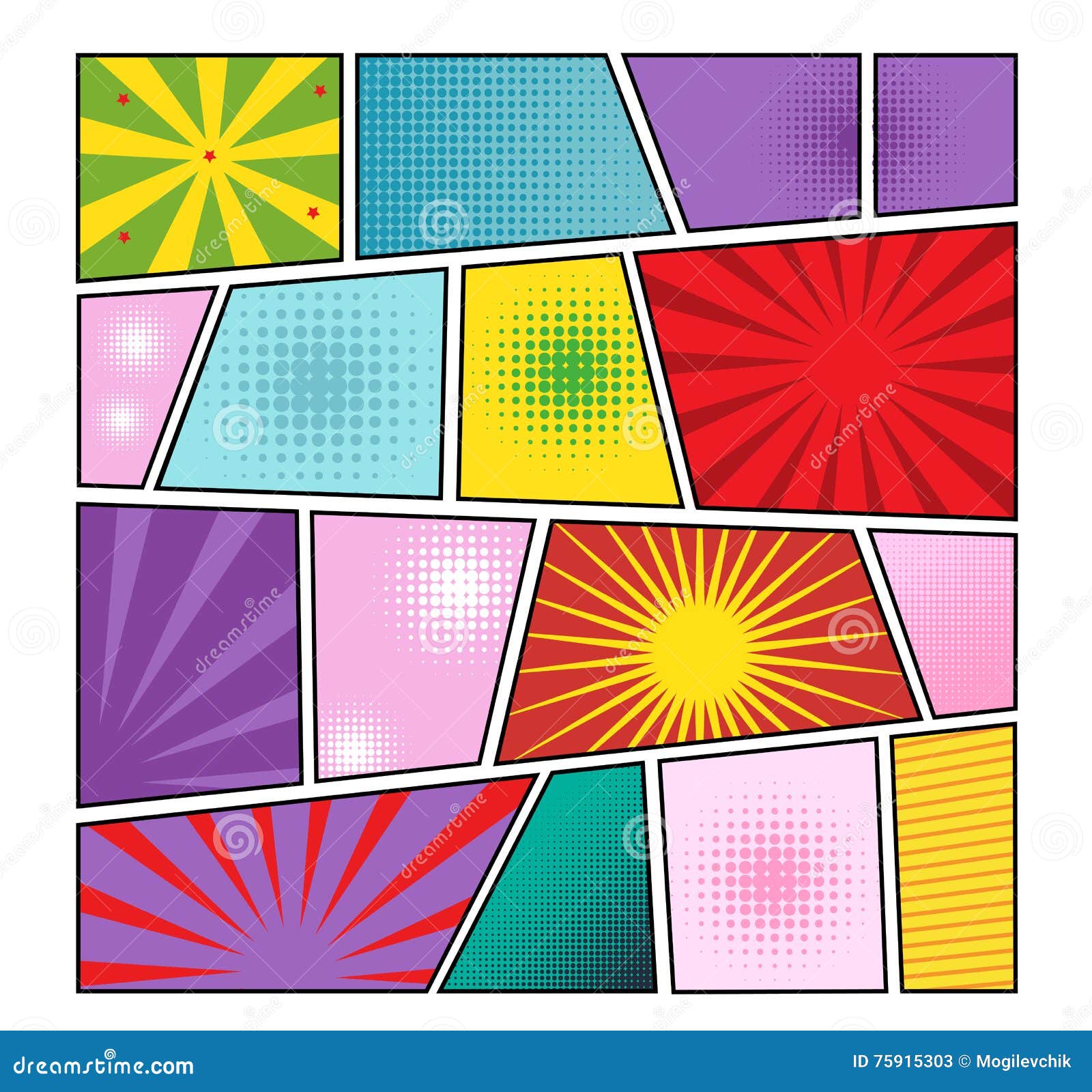 Comics Page. Comic Book Grid Frame, Funny Oops Bam Smack Text Speech ...