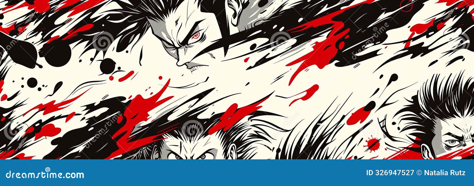 A Comics Pattern Featuring Manga-inspired Characters with Intense ...