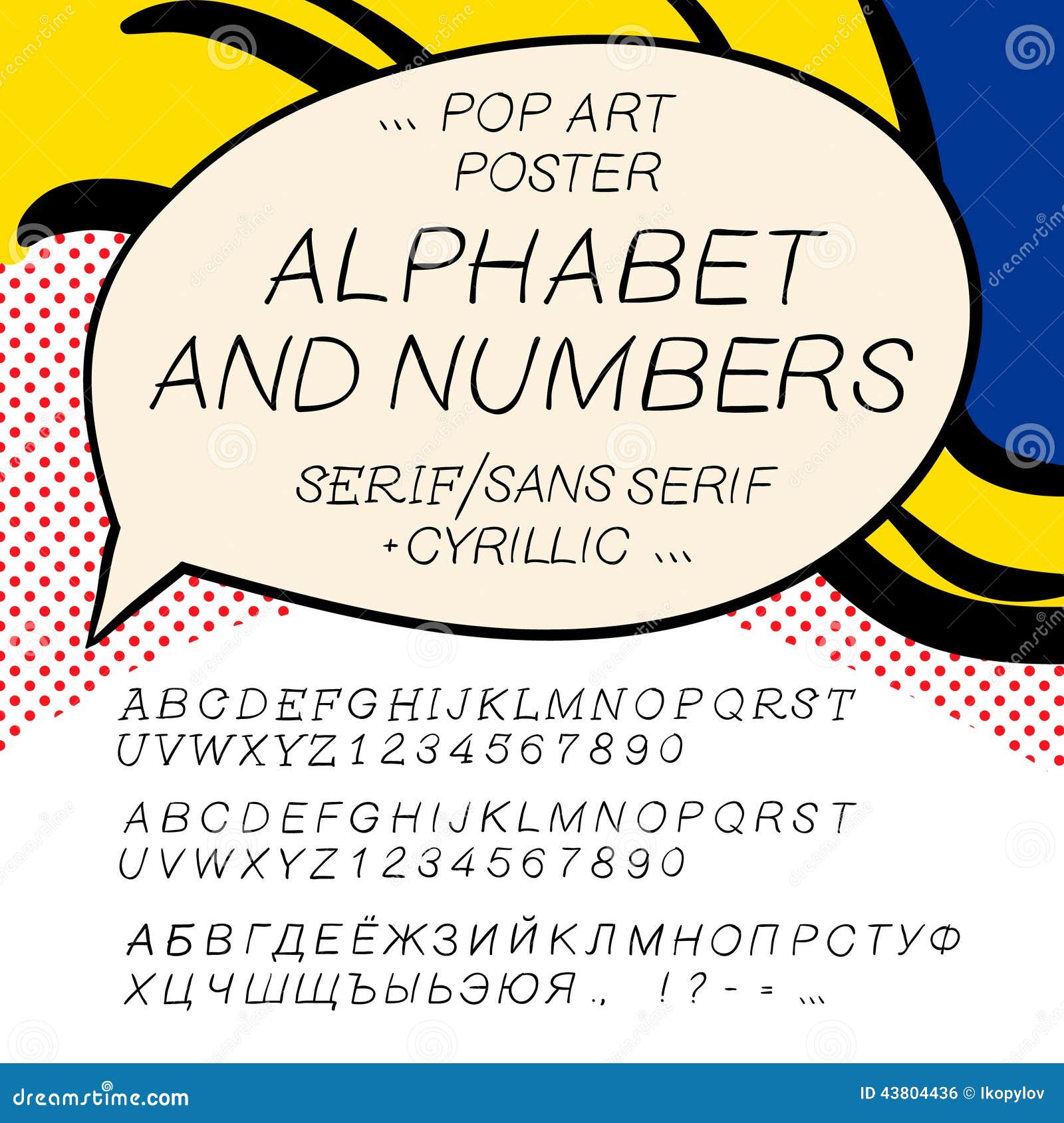 Comics Pop Art Alphabet and Numbers Stock Illustration - Illustration ...