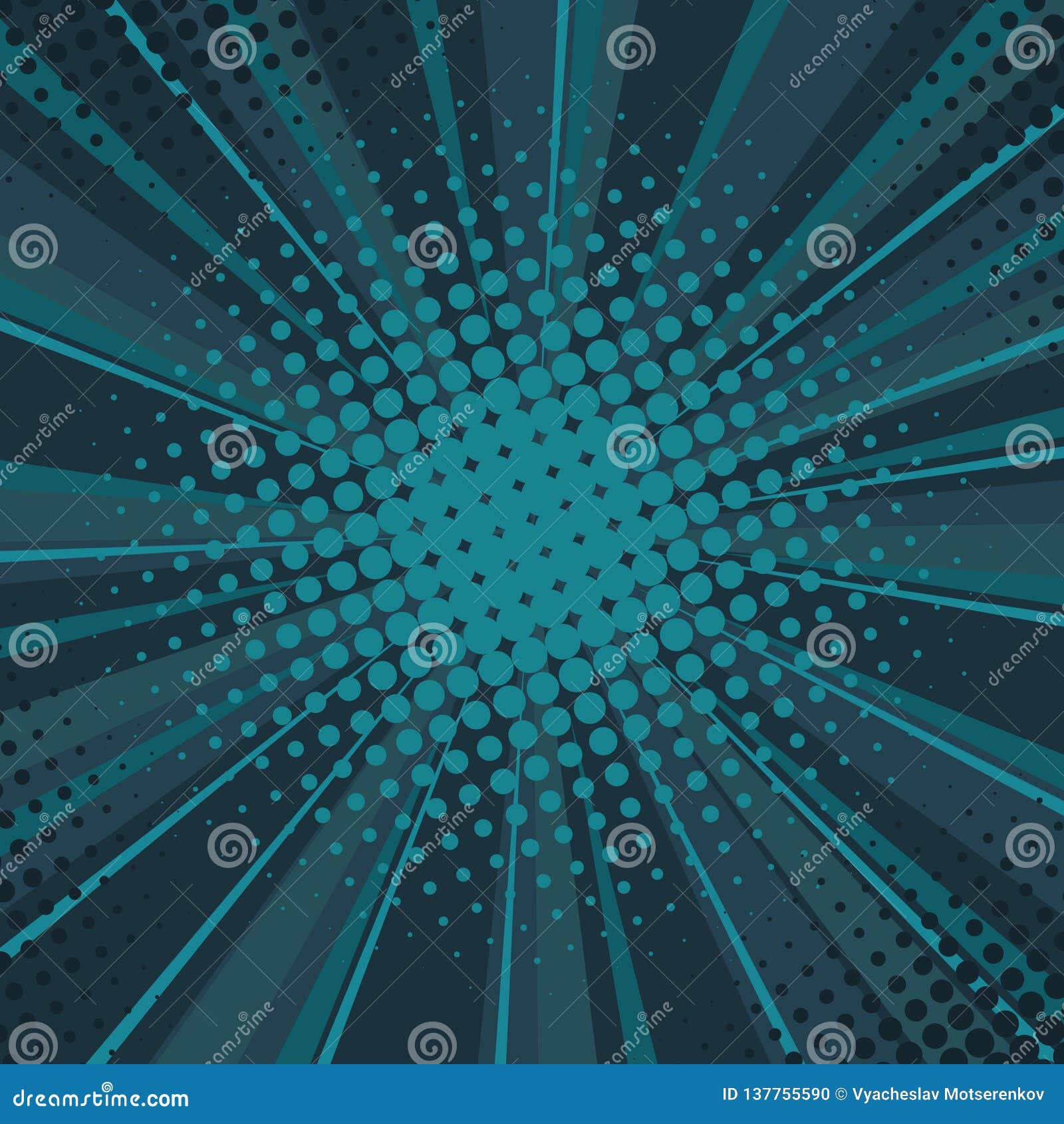 Comics Rays Background with Halftones. Pop Art. Stock Vector ...