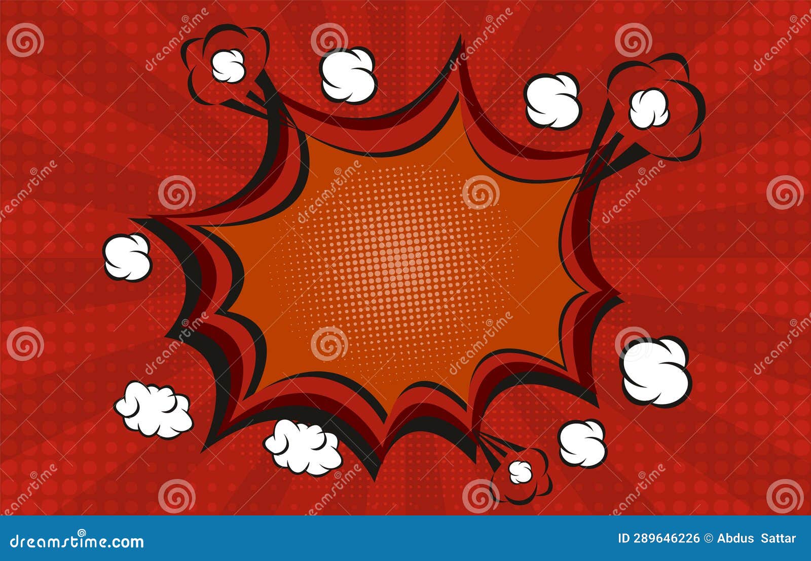 Comics Rays Background With Halftones. Vector Illustrations ...