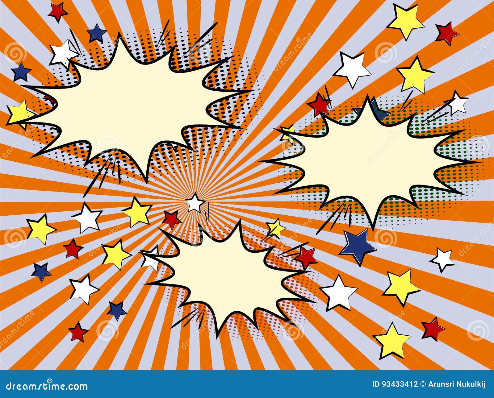 Comics Retro Template Sun Ray or Star Burst Element. Stock Illustration ...