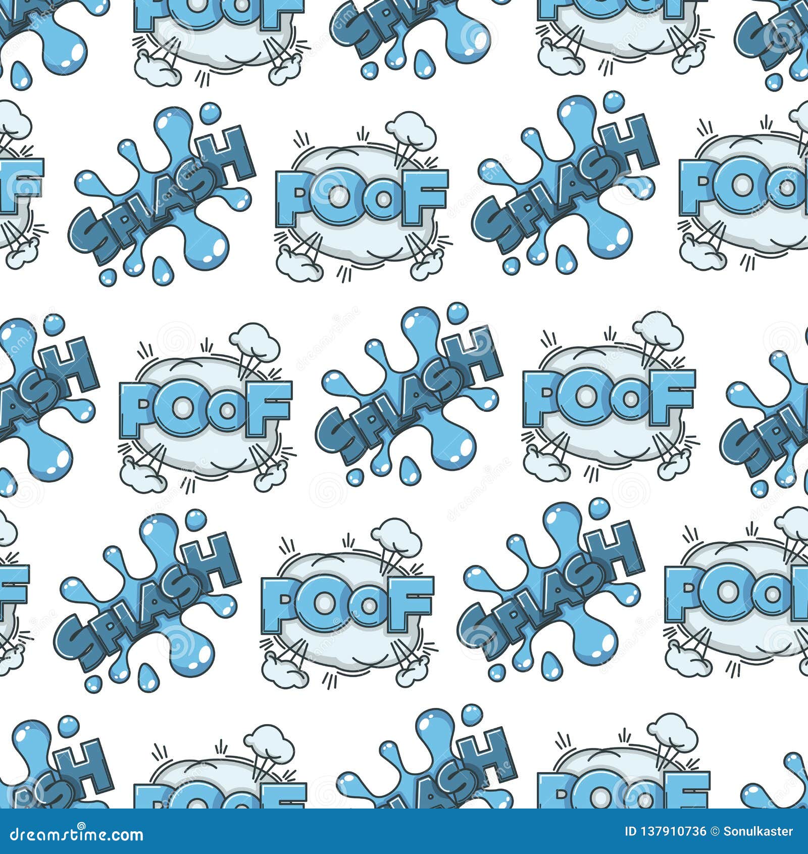 Poof and Splash Sounds Comics Seamless Pattern Stock Vector ...