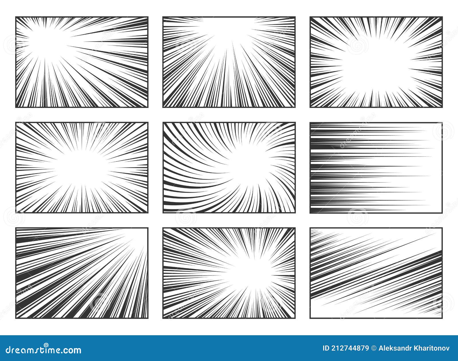 Horizontal And Radial Speed Lines Graphic Manga Comic Drawing Vector ...