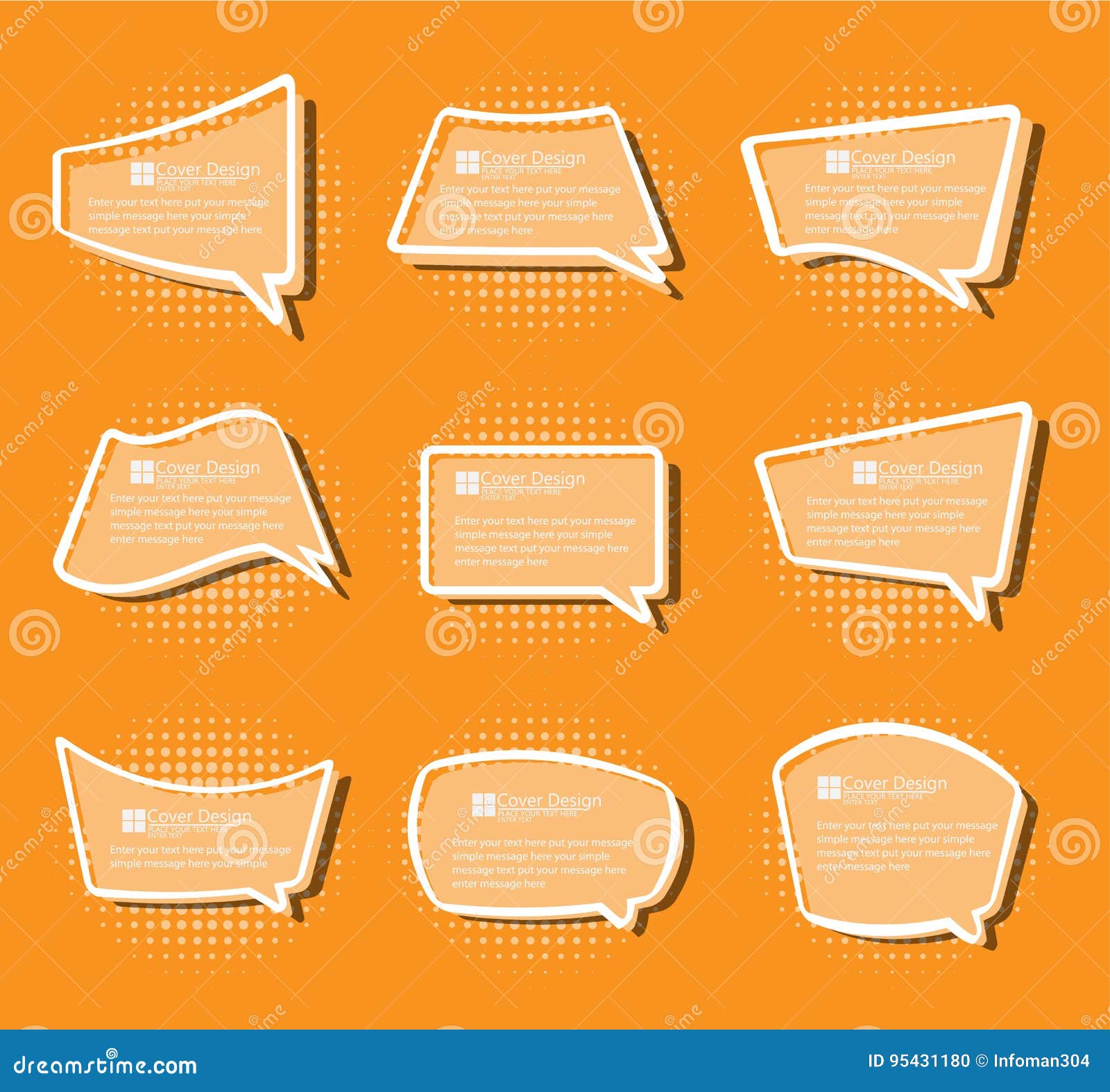 Comics Stiker Simple Label Etiquette Cartoon Orange Stock Illustration ...