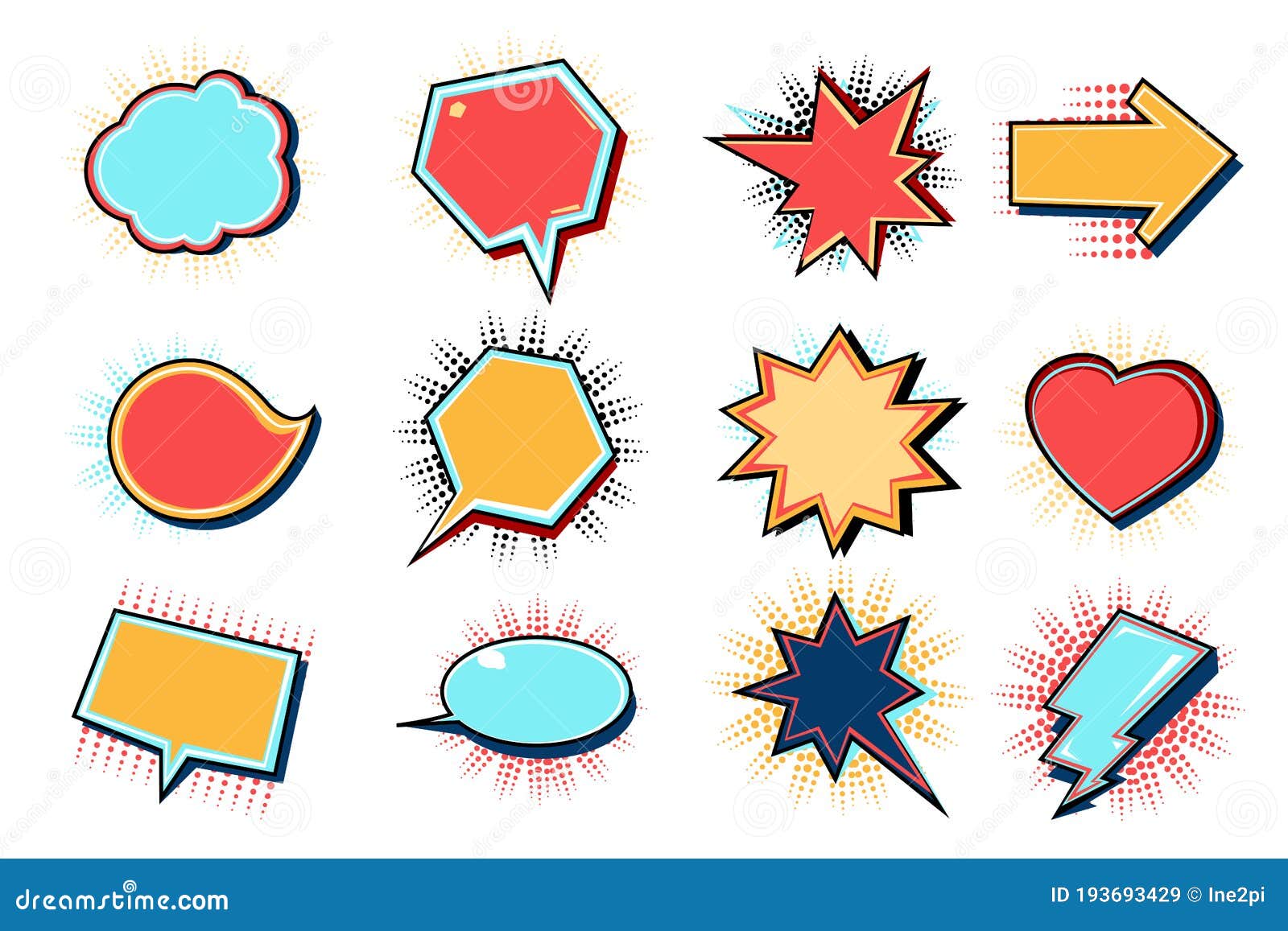 Cartoon Bubbles Text Boxes Set With Blank Text Speech | CartoonDealer ...