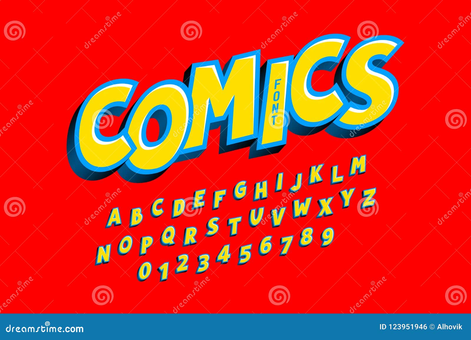 Comics style font stock vector. Illustration of colorful - 123951946