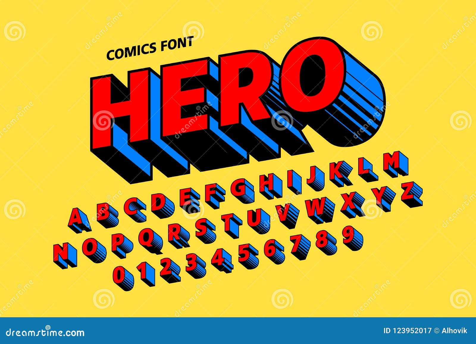 Comics style font design stock vector. Illustration of numbers - 123952017