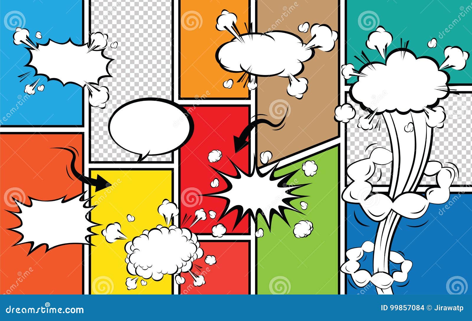 Comics Template. Vector Retro Comic Book Speech Bubbles Illustration ...