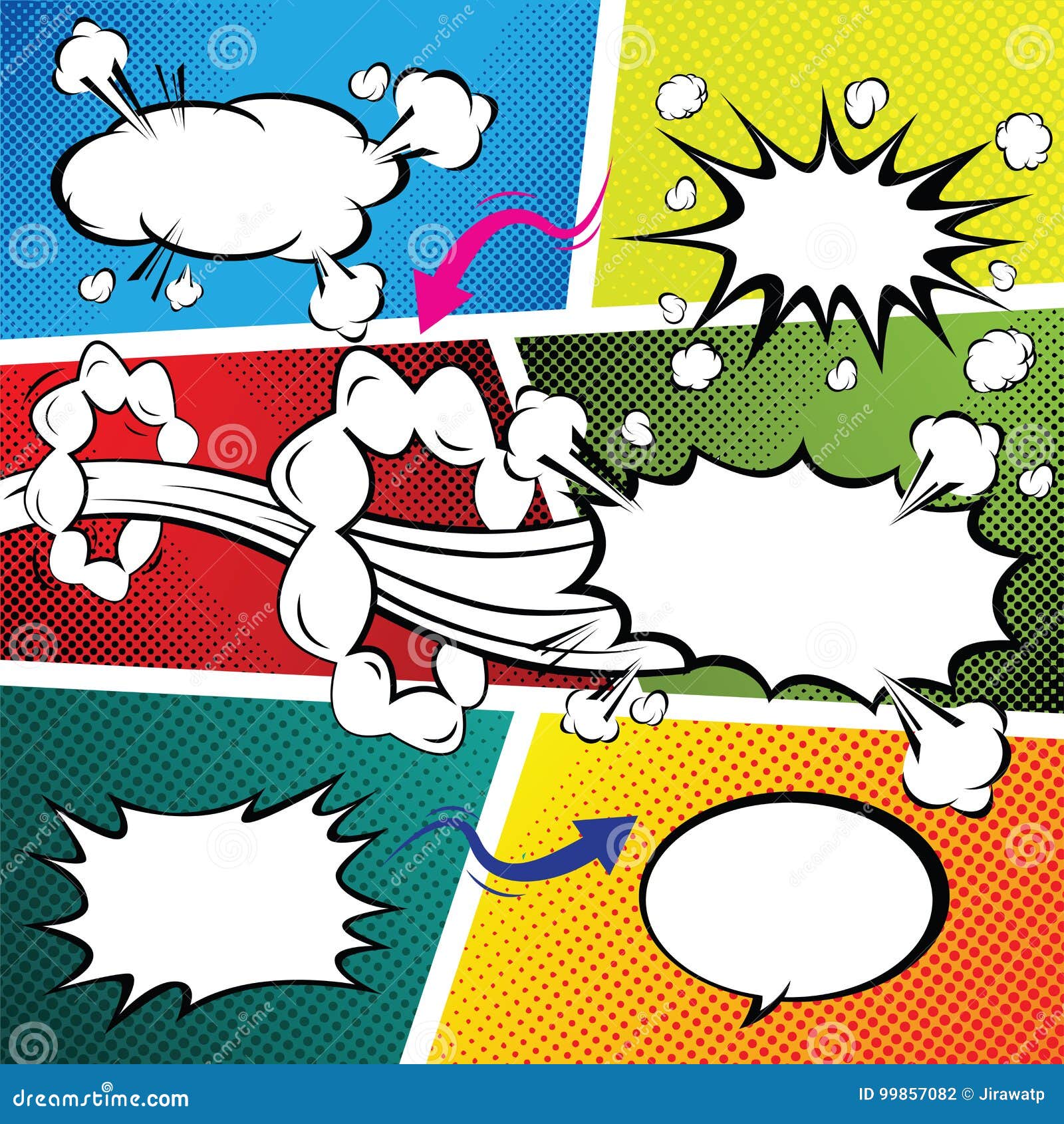 Comics Template. Vector Retro Comic Book Speech Bubbles Illustration ...