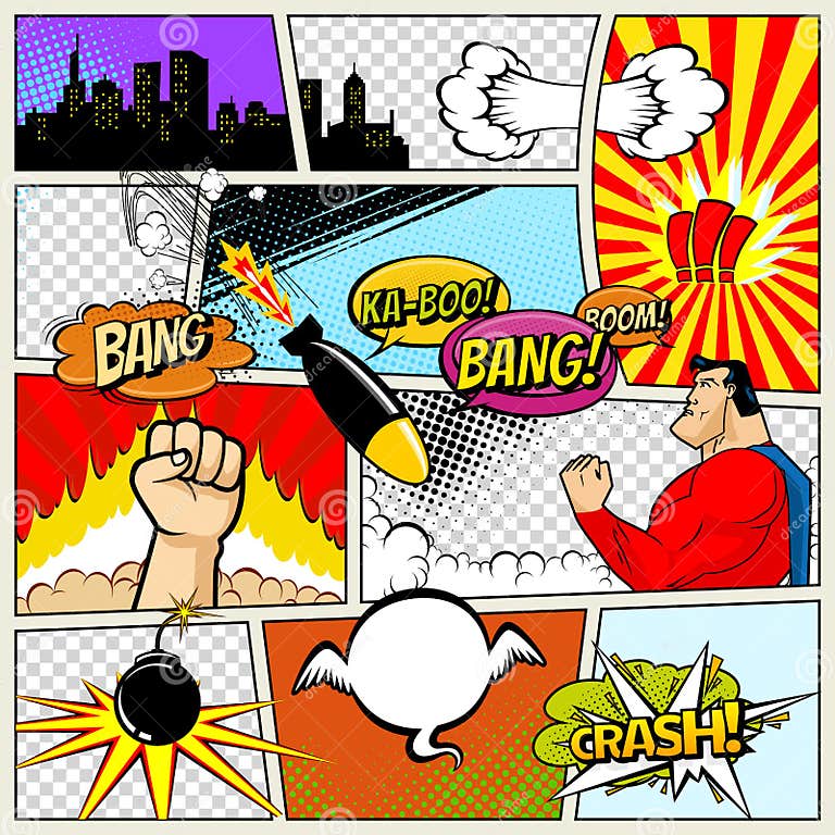 Comics Template. Vector Retro Comic Book Speech Bubbles Illustration ...