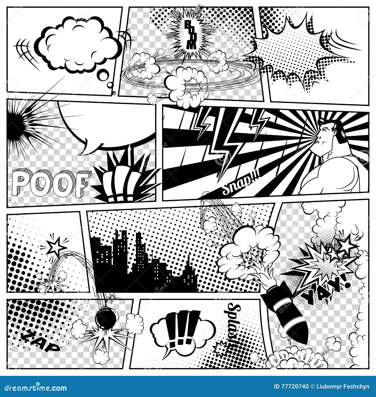 Comics Template. Vector Retro Comic Book Speech Bubbles Illustration ...