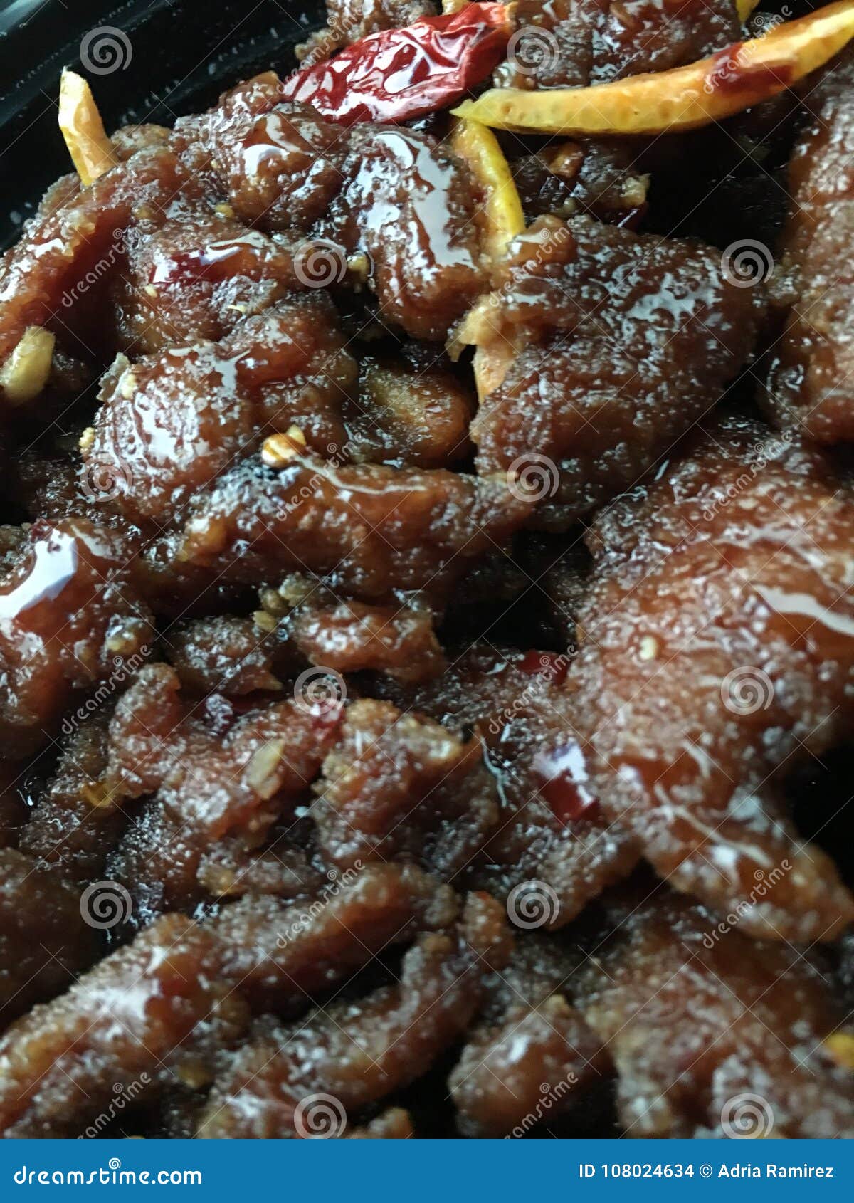 Comida Anaranjada Del Chino De La Carne De Vaca Foto de archivo ...