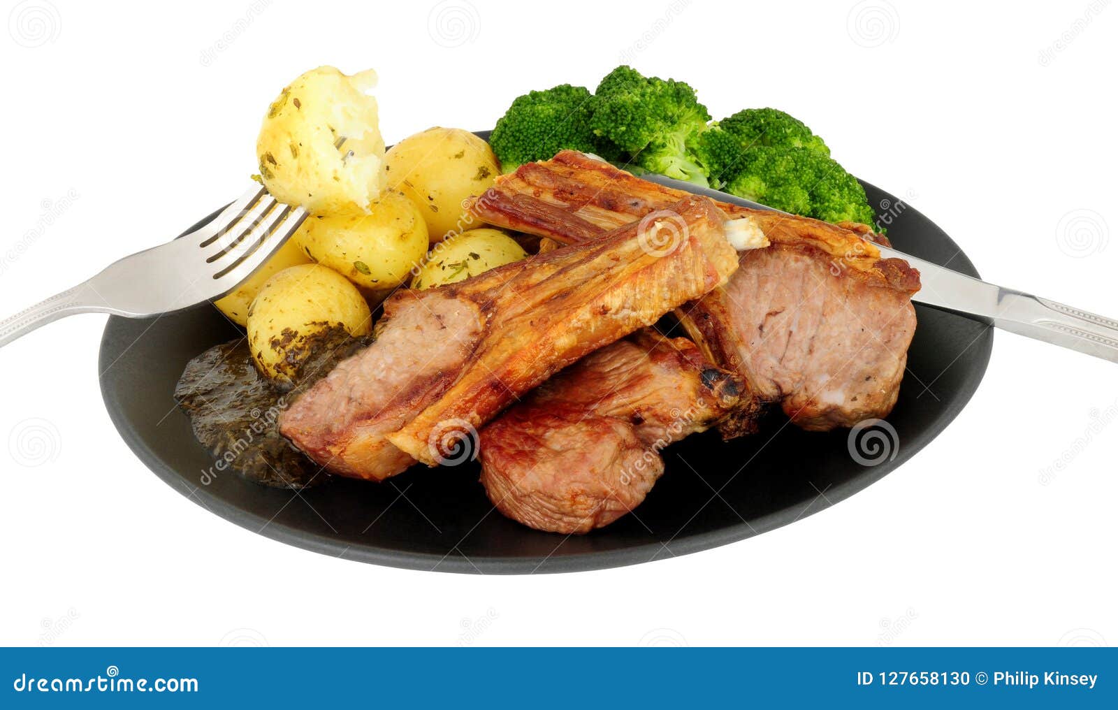 Comida Asada a La Parrilla De La Chuleta Del Cordero Foto de archivo ...