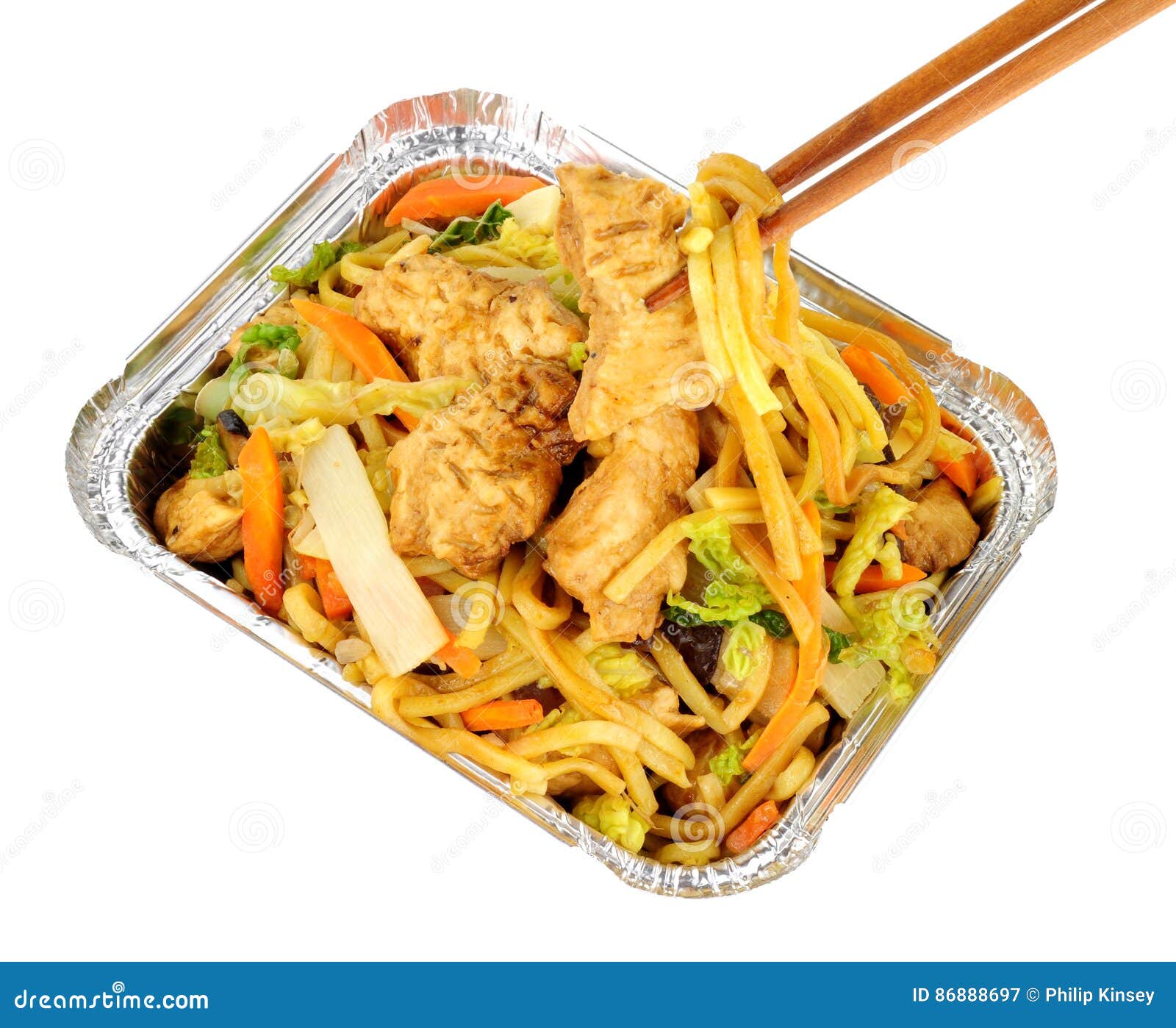 Comida China De Chow Mein Take Away Del Pollo Imagen de archivo ...