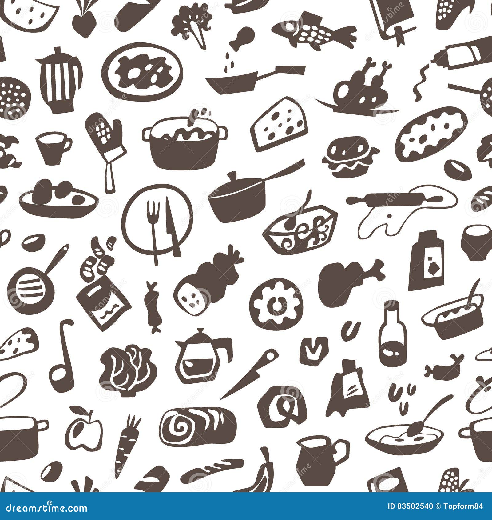 Comida, Cocina - Fondo Inconsútil Del Vector Ilustración del Vector ...