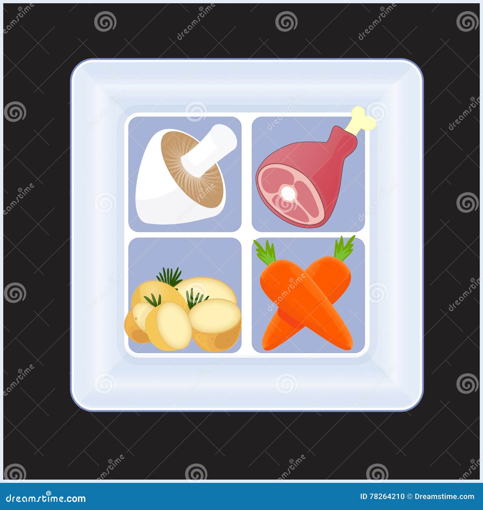 Comida cuadrada 1 ilustración del vector. Ilustración de comida - 78264210