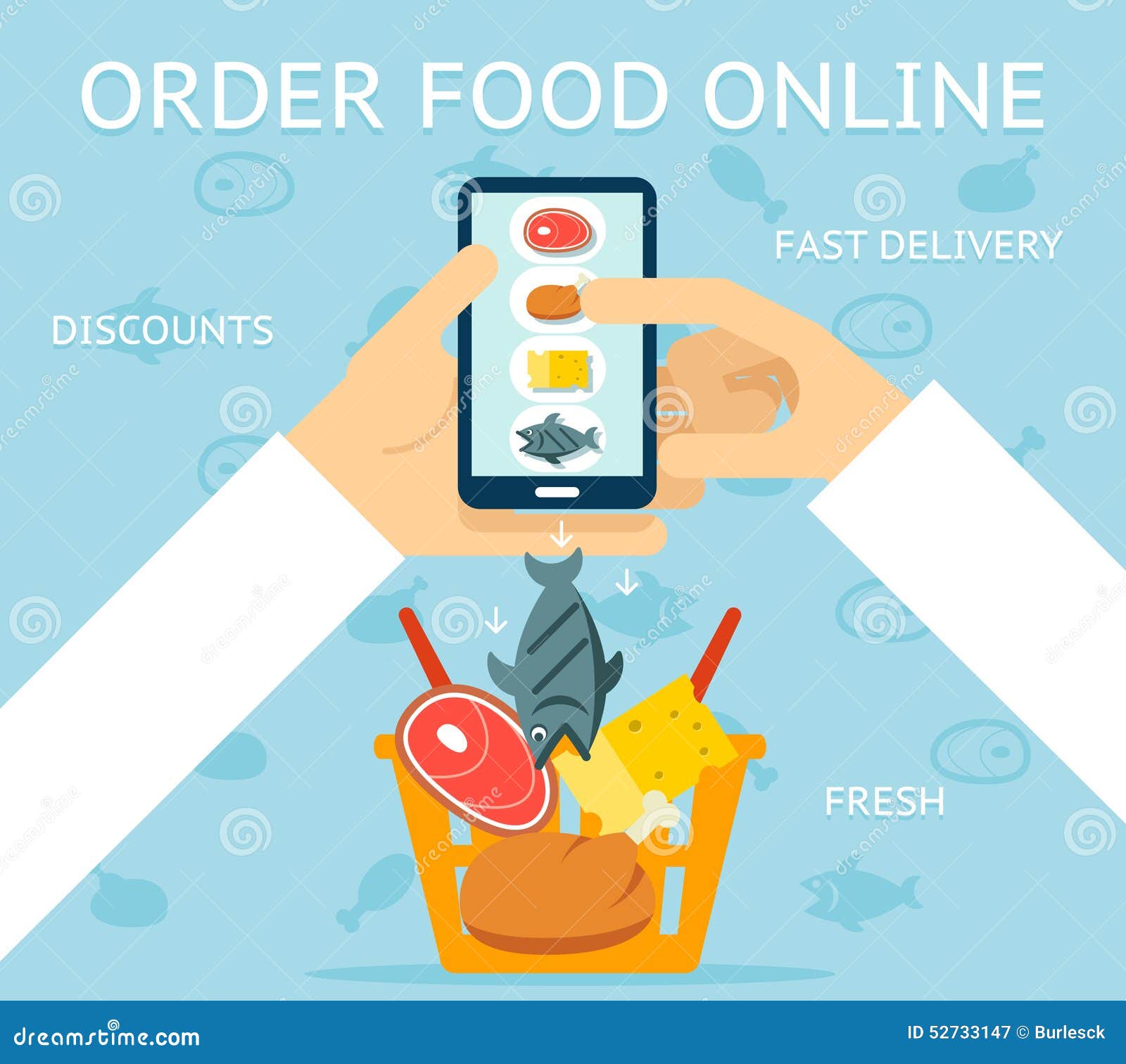 Comida De La Orden En Línea Ilustración del Vector - Ilustración de ...