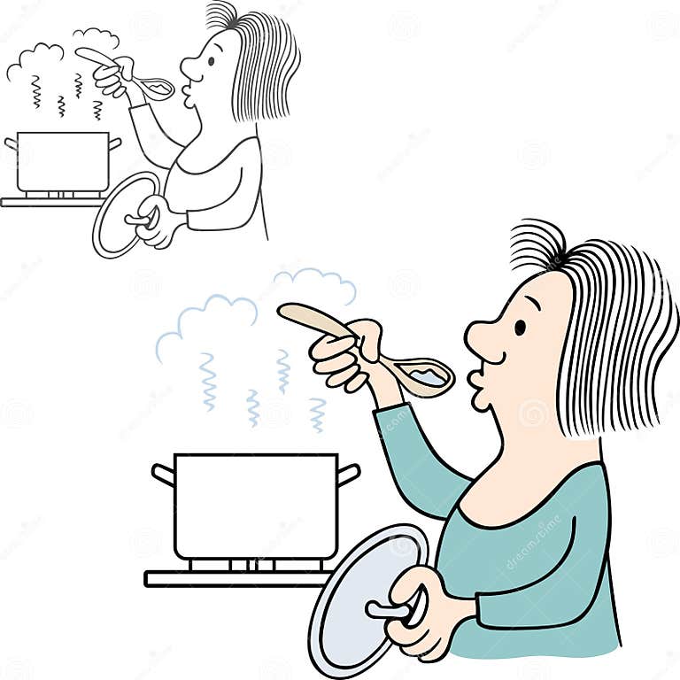 Comida De La Prueba De La Mujer Ilustración del Vector - Ilustración de ...