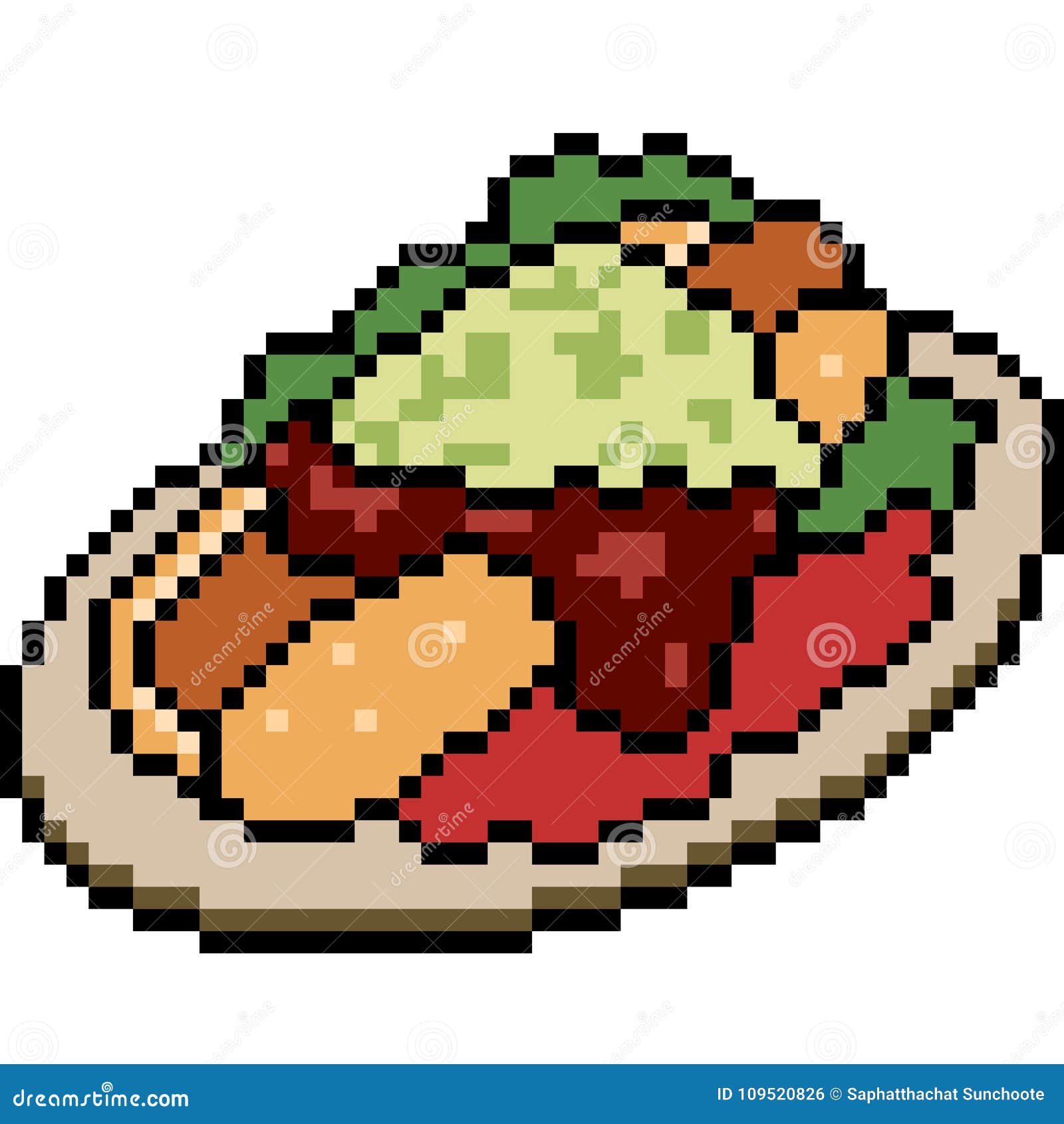 Comida De Perrito Caliente Del Arte Del Pixel Del Vector Ilustración ...